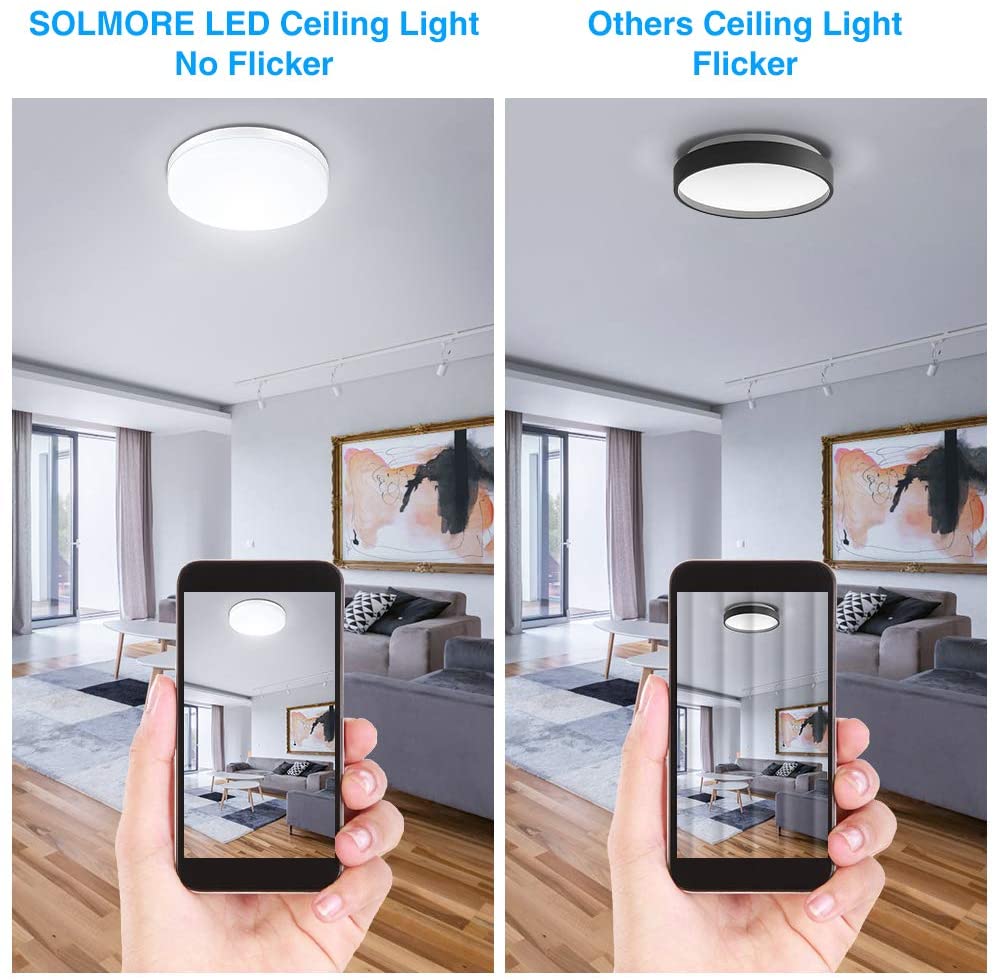 LED Ceiling Lights Bathroom, SOLMORE 24W 2200LM Ceiling Lights, 150W ...