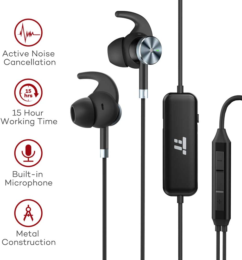 TaoTronics Active Noise Cancelling Headphones, Anc Wired Earphones with ...
