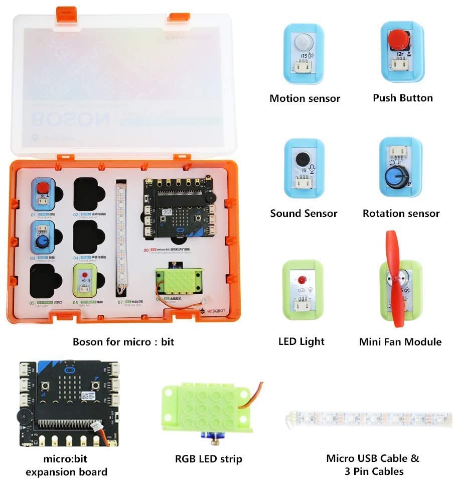 DFRobot Boson Starter Kit for micro:bit | Microbit inventor’s kit Included Sensor Kit and ...