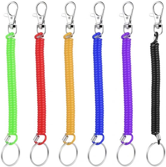 BESPORTBLE 12PCS Stretchy Spiral Keyring Retractable Colourful Plastic ...