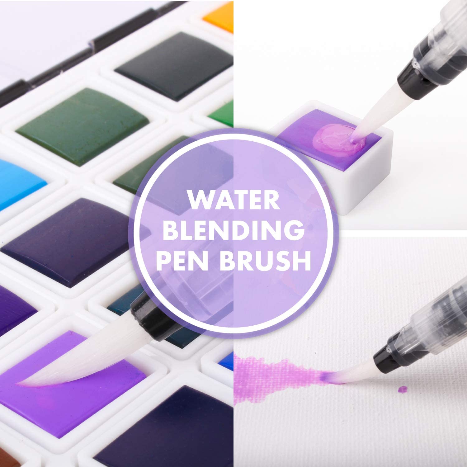 Zenacolor 36 Watercolour Paint Set – Paints for Children & Adults with ...