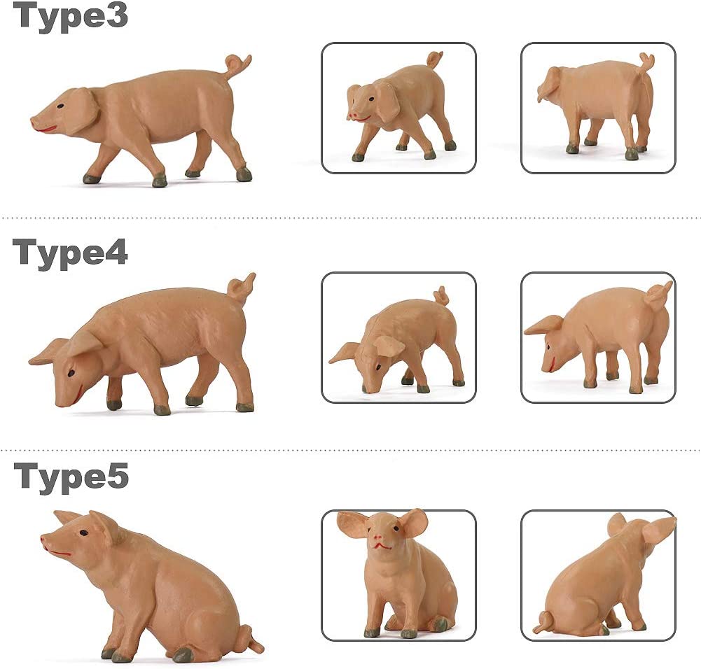 Evemodel 15pcs G Scale Model Pig Animals 1:22.5-1:25 Painted Pigs PVC ...