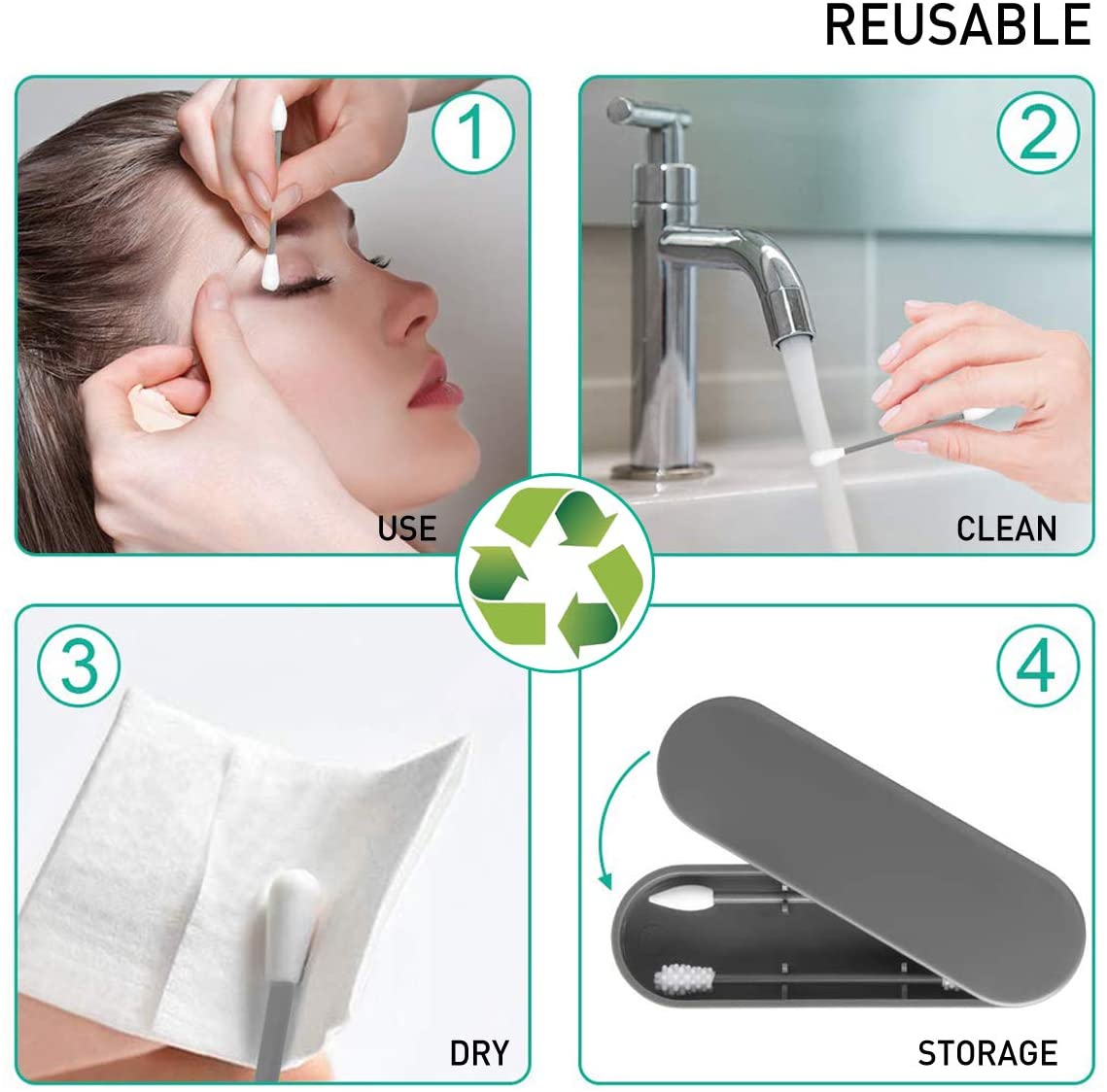 Reusable Cotton Buds, Aifeer Reusable Cotton Buds Reusable Cotton Swab ...