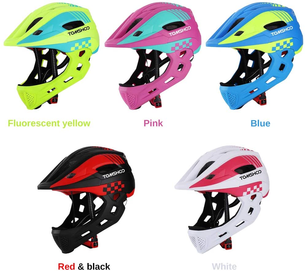 TOMSHOO Kid Bike Full Face Helmet Children Safety Riding Skateboard ...
