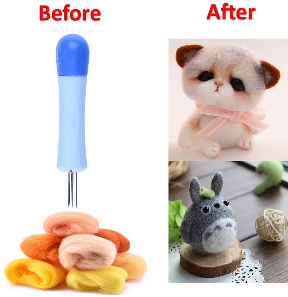 cuteDIY Punch Style Felting Needle Tool with 7 Barbed Needles Craft ...