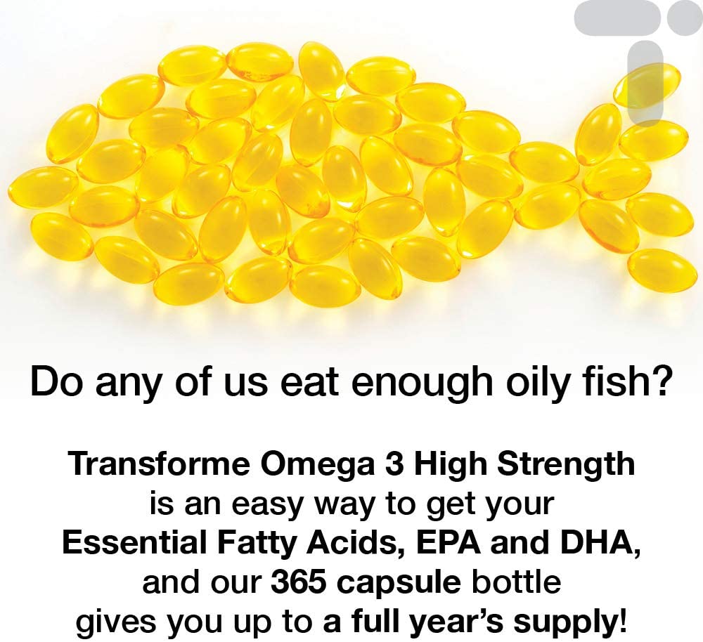 Omega 3 Fish Oil 1000mg 365 Softgels, Pure High Strength, Balanced EPA ...