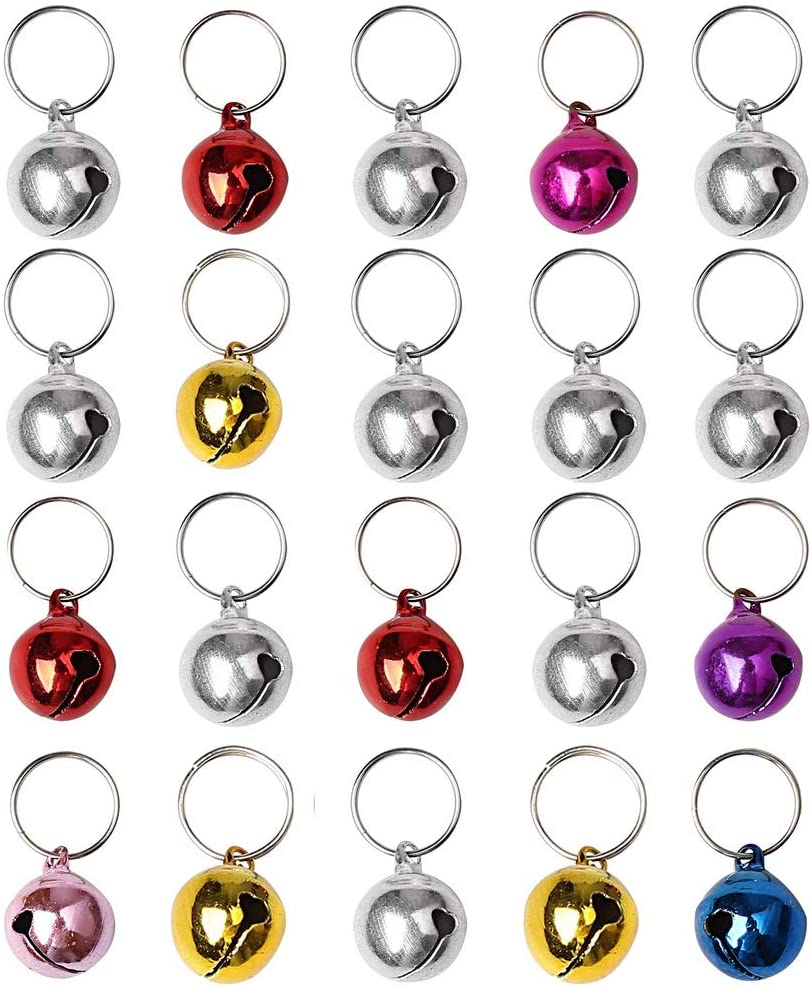 nuosen 20 Packs Dog Cat Collar Bells, Colourful Loud Or Soft Pet Bells ...