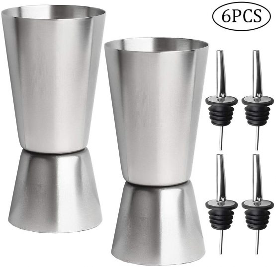 2Pcs Spirit Measures 25ml 50ml, Stainless Steel Shot Measure Alcohol ...