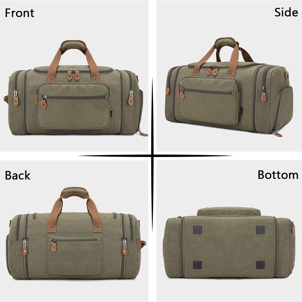 Plambag 50L – 60L Expandable Canvas Duffle Bag with Shoes Compartment ...