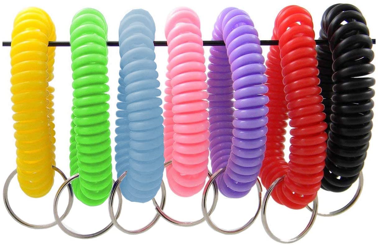 CAREOR Colorful Spring Spiral Coil, Wrist Band Key Ring Chain,Wrist ...
