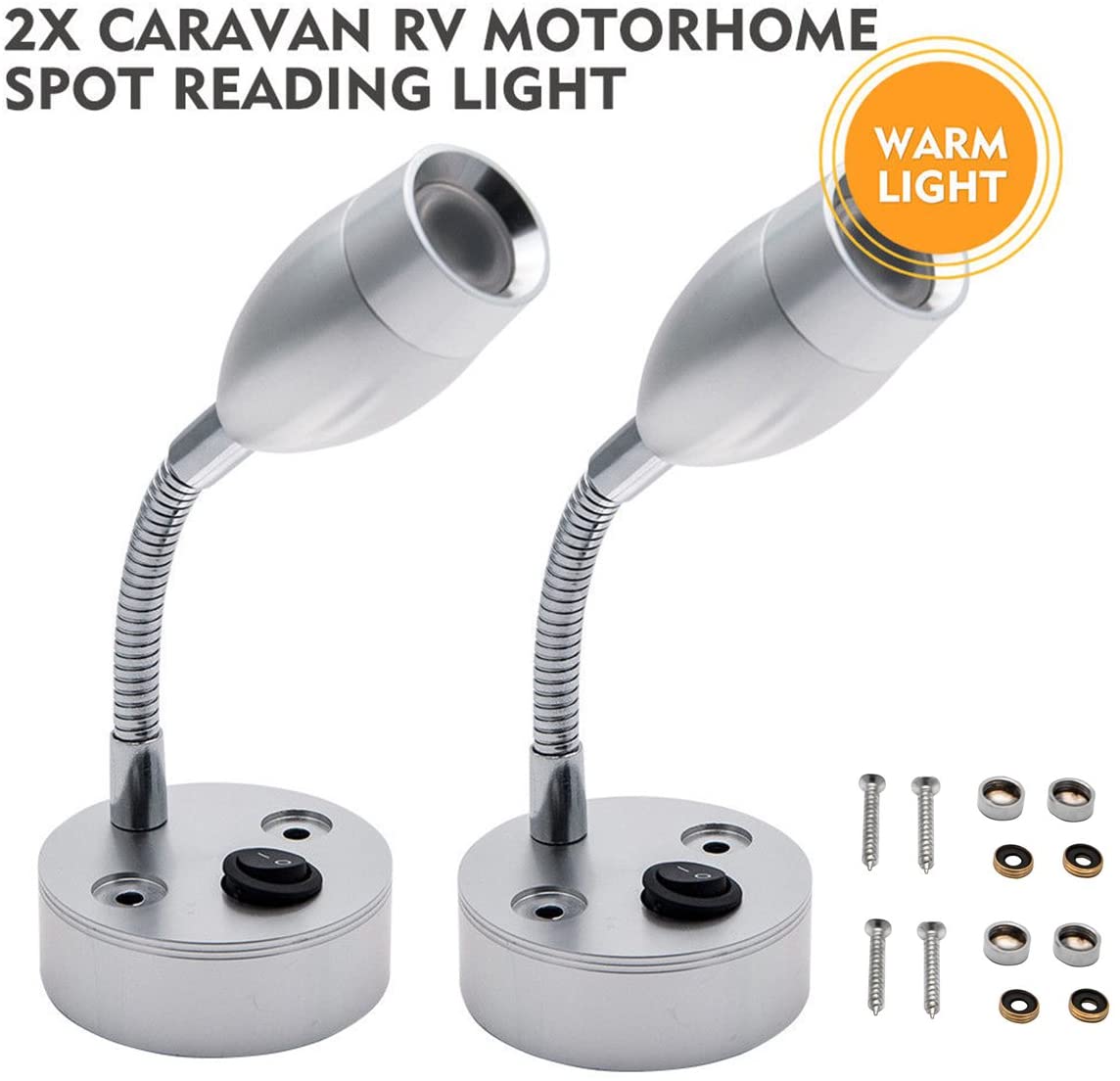 MASO 2x 12V LED Spot Reading Light Switch Camper Van Caravan VAN Boat ...