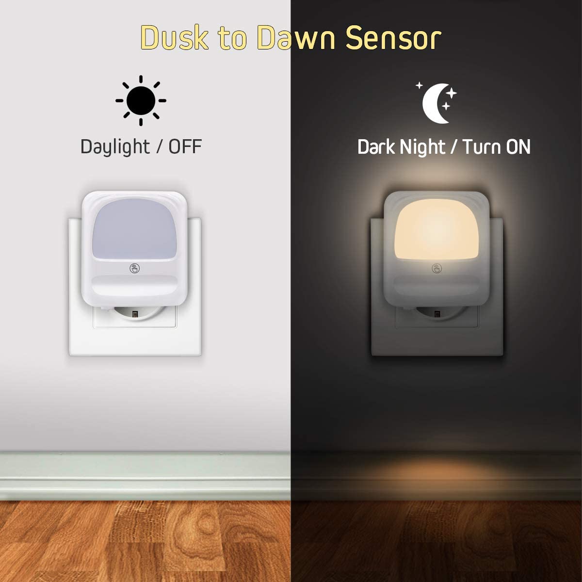 Plug in LED Night Light – Adjustable Brightness Automatic Dusk to Dawn ...