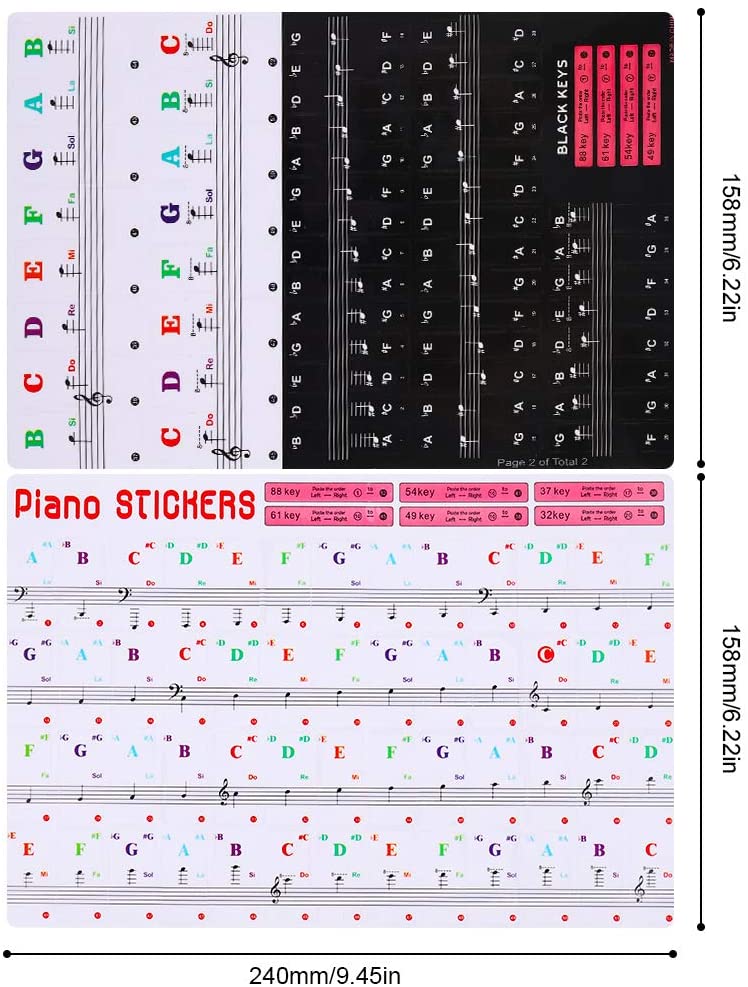 falllea Piano Key Stickers, Music Keyboard Stickers for 32/37 Keyrful ...