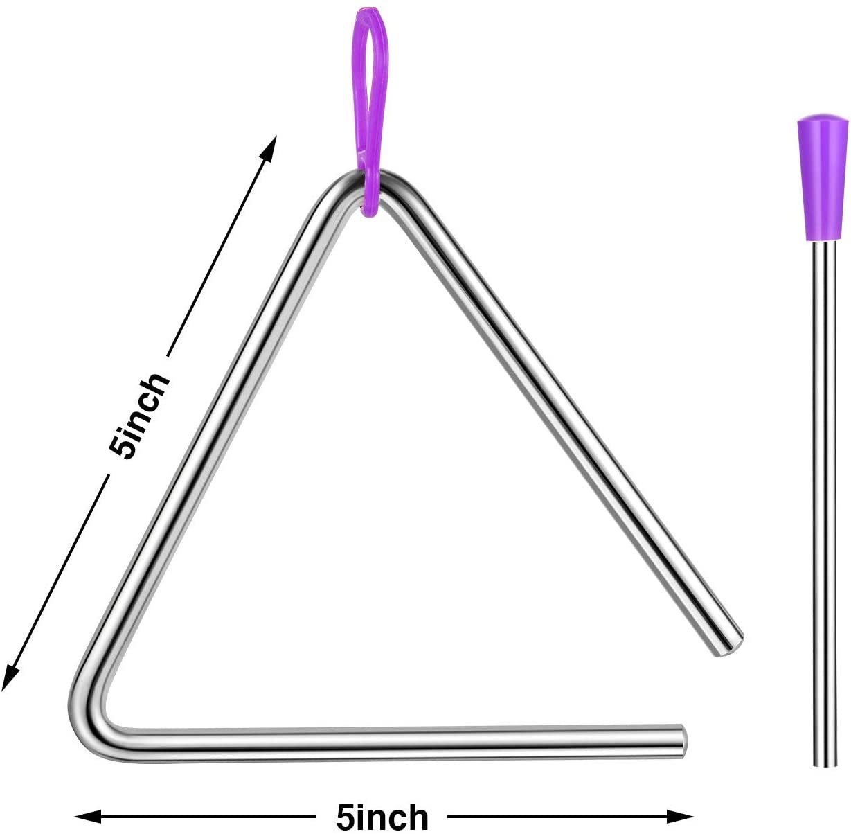 4 Pieces 5 Inch Hand Percussion Instrument Musical Steel Triangles with ...