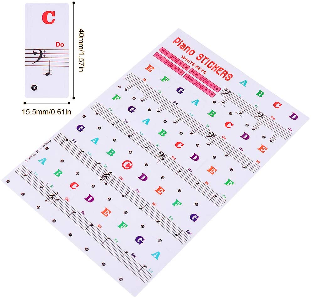 falllea Piano Key Stickers, Music Keyboard Stickers for 32/37 Keyrful ...