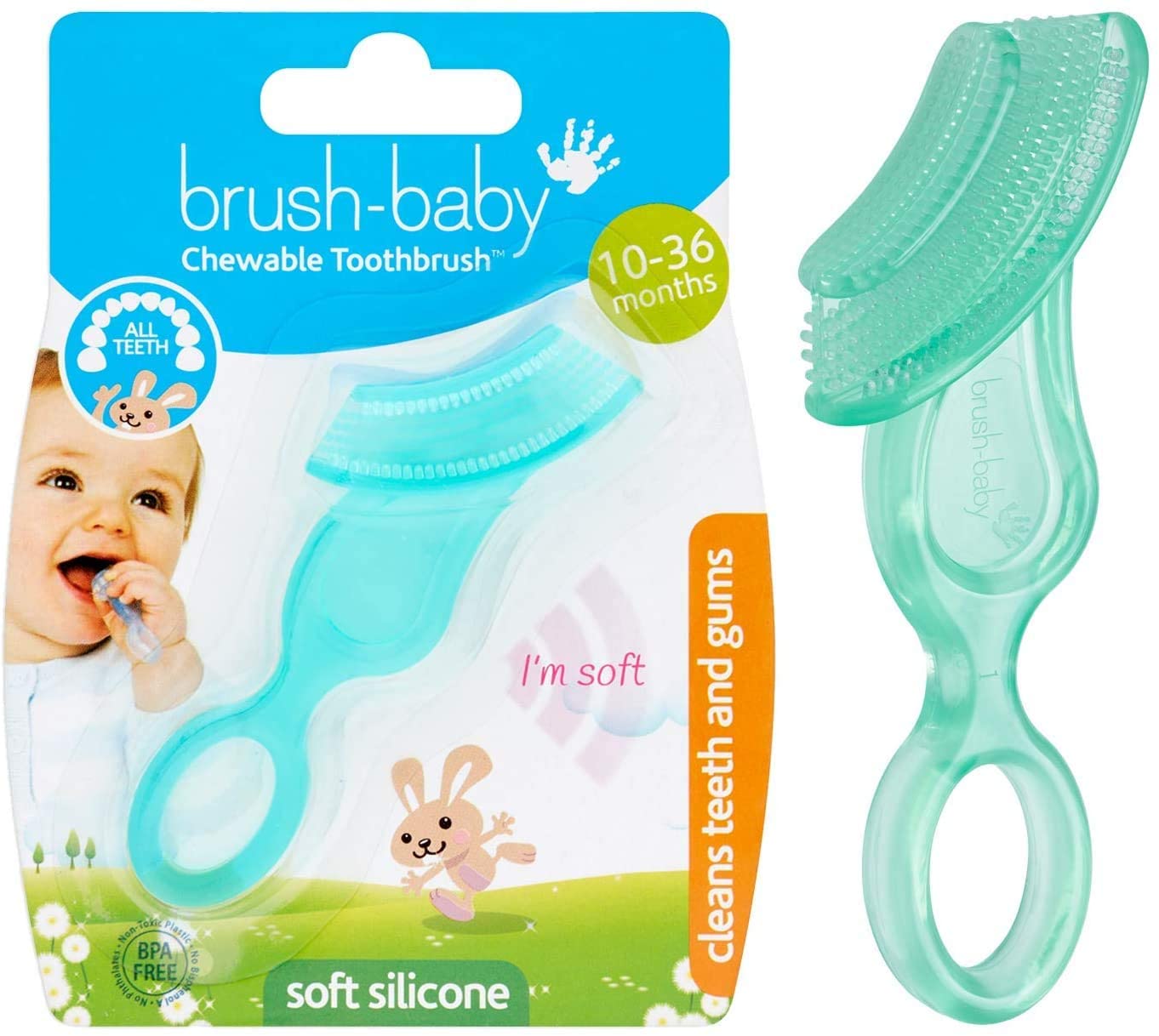 Brush-Baby Chewable Toothbrush and Teether (10-36 Months) – Perfect for ...