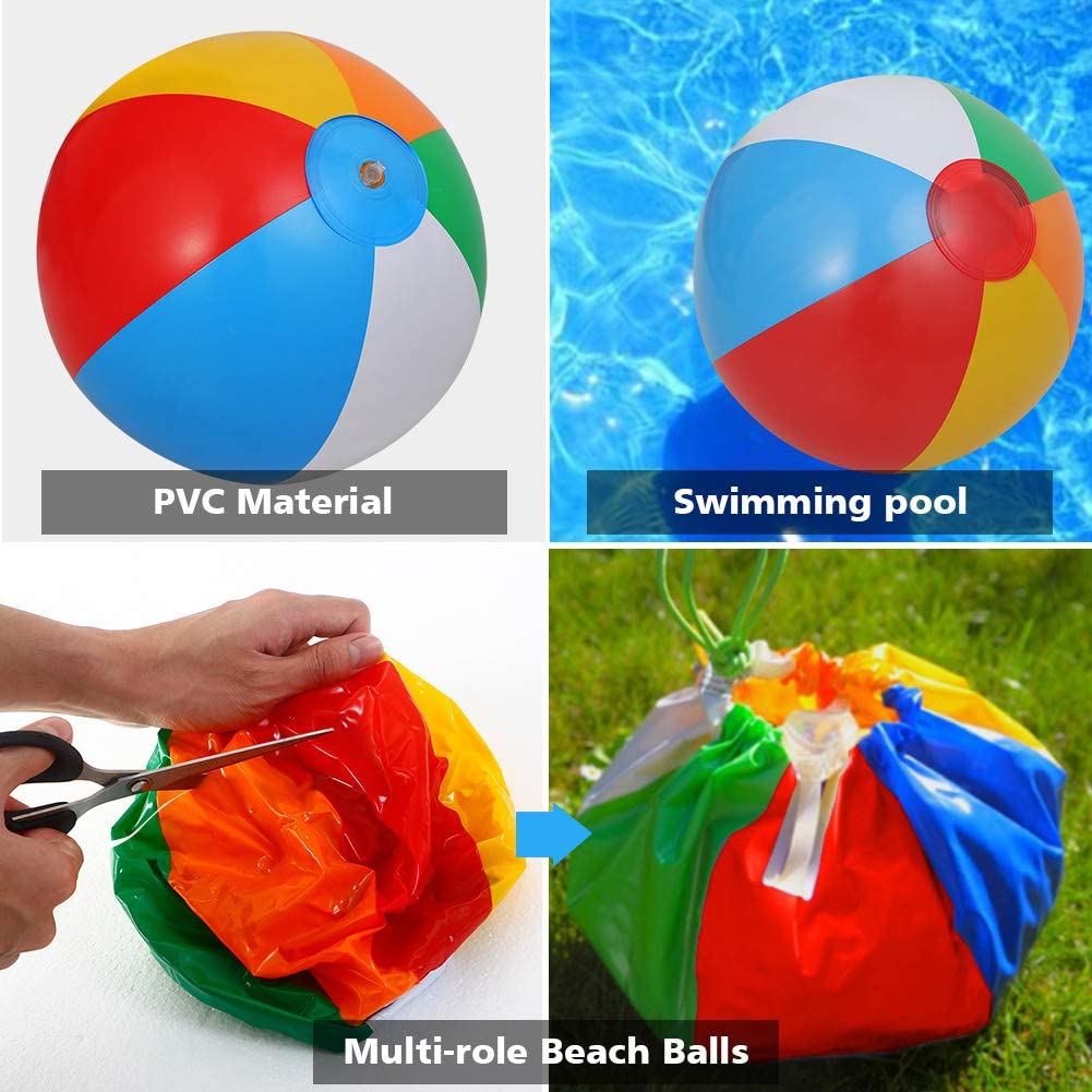 ThinkMax Beach Balls, 10″ Inflatable Rainbow Beach Ball for Summer Pool ...