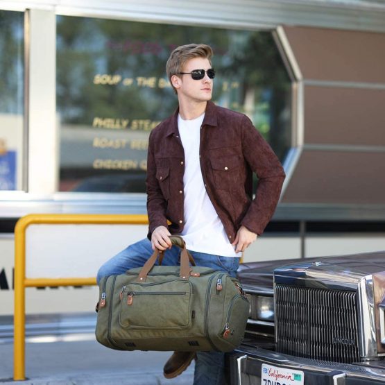 Plambag 50L – 60L Expandable Canvas Duffle Bag with Shoes Compartment ...