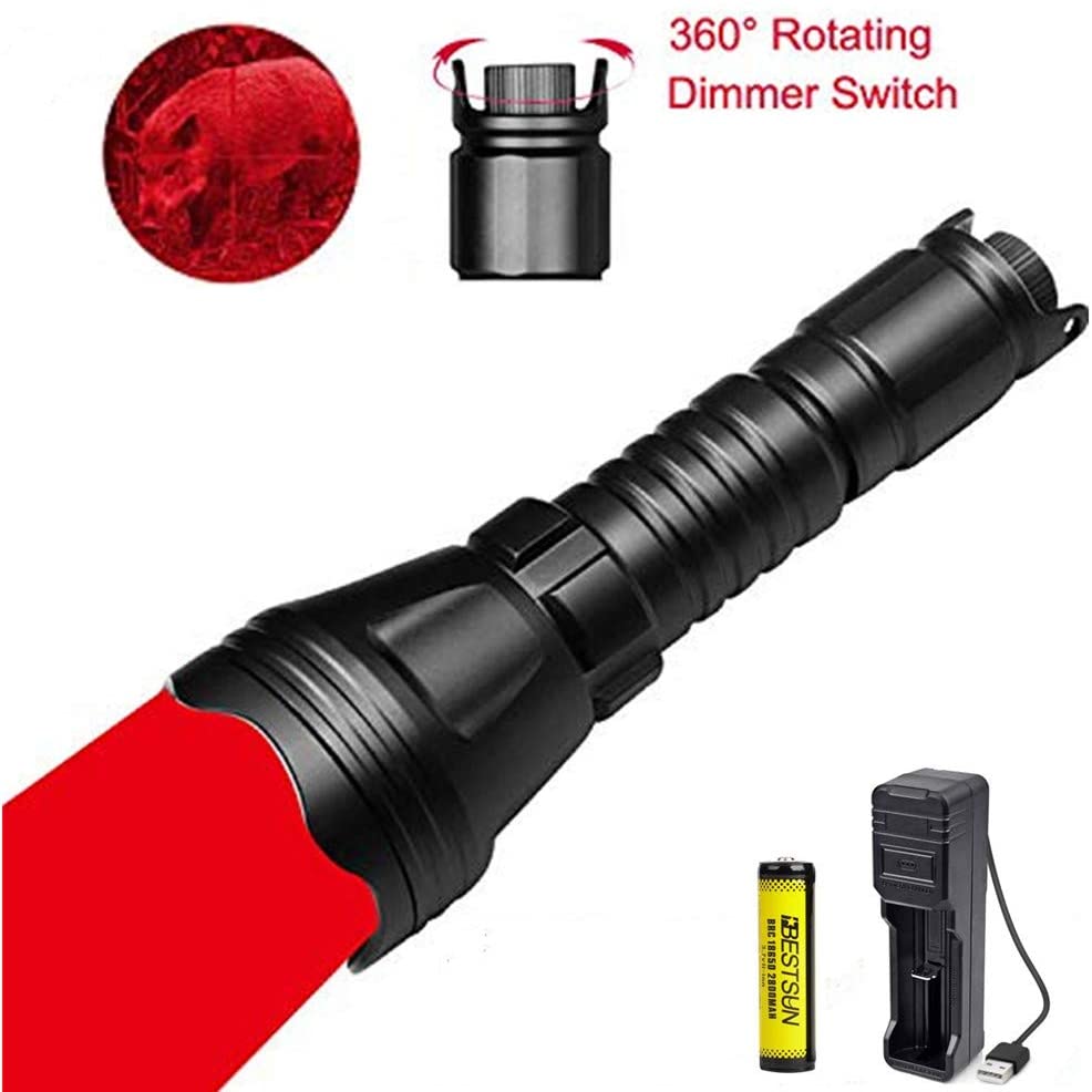 LUXJUMPER Red Light Torch, 1000 Lumen Dimmable Red LED Hunting Light ...
