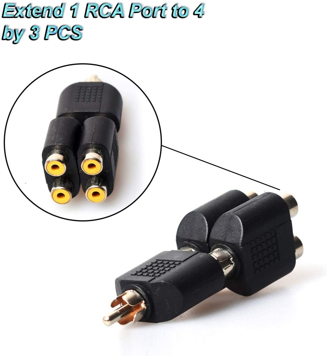 RCA Y Splitter 1 RCA Male to 2 RCA Female Jack RCA PHONO Extender ...