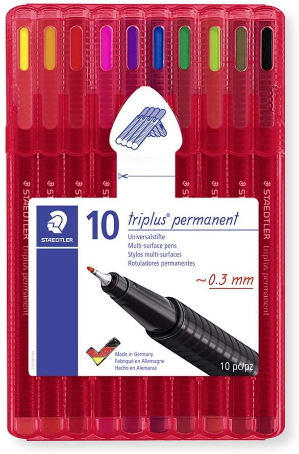 STAEDTLER 331 triplus permanent fineliners, 0.3mm tip – box of 10 pens ...
