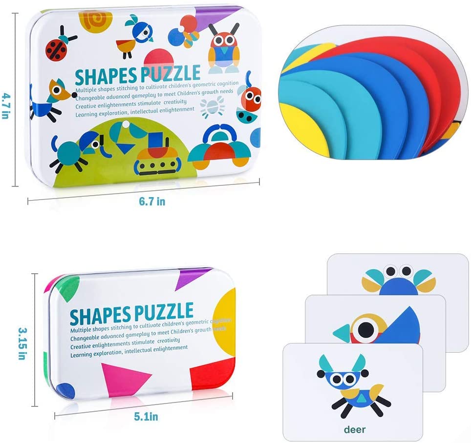 swonuk Shape Puzzles for Toddlers,Wooden Pattern Blocks Animal Jigsaw ...