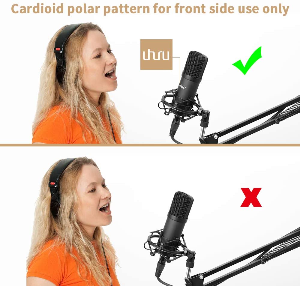 XLR Condenser Microphone, UHURU Professional Studio Cardioid Podcast ...