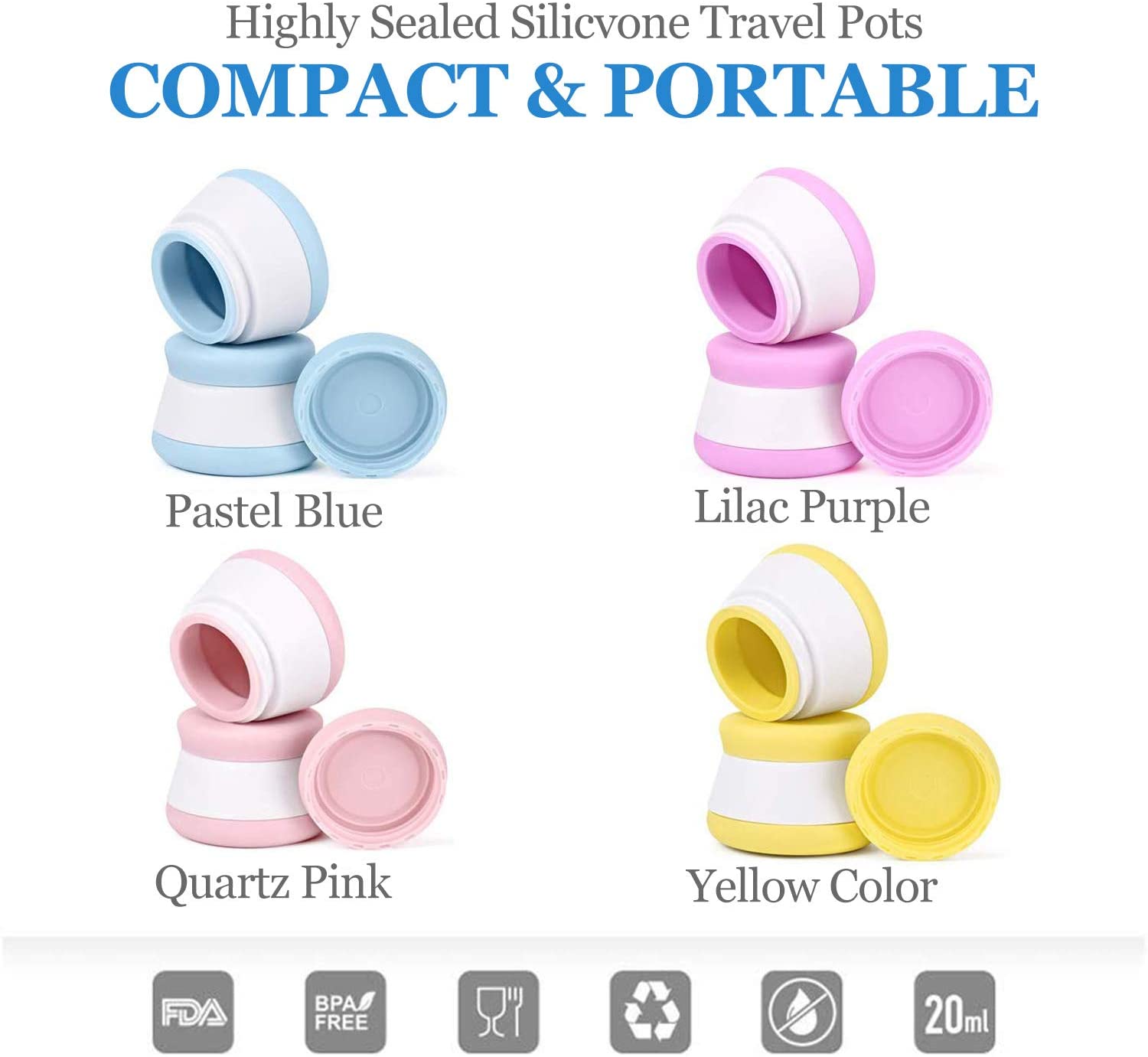 4 Pcs Travel Cosmetic Containers, Leakproof Empty Makeup Jars Travel ...