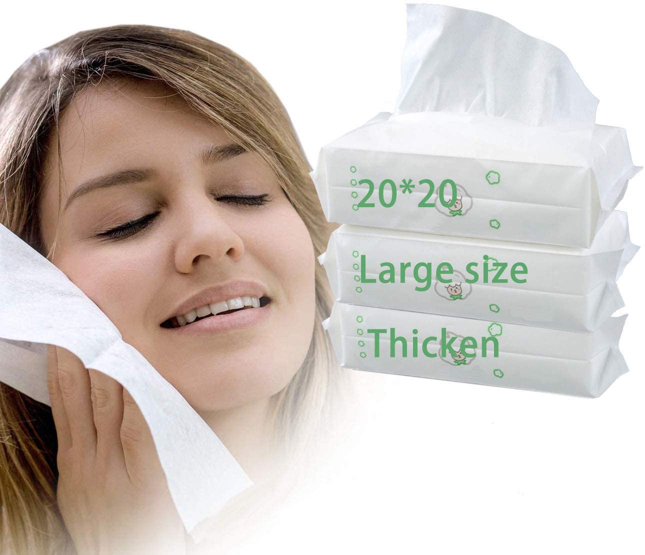 3 Packs Facial Skin Cleaning 100% Cotton Tissue Dry &Wet Dual use ...