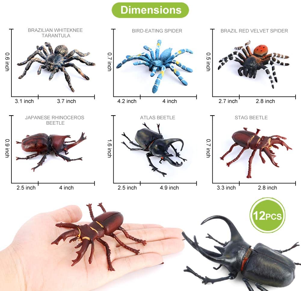 Volnau Bug Toys Figurines 12PCS Insect Toys Figures for Kids Toddlers ...