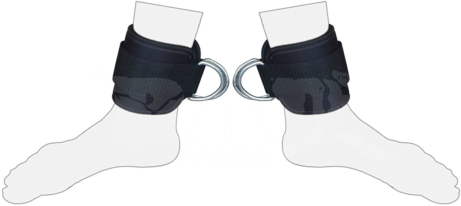 2Fit Ankle Strap D-Ring Cuffs Workout Cuff Straps Cable Machine Double ...