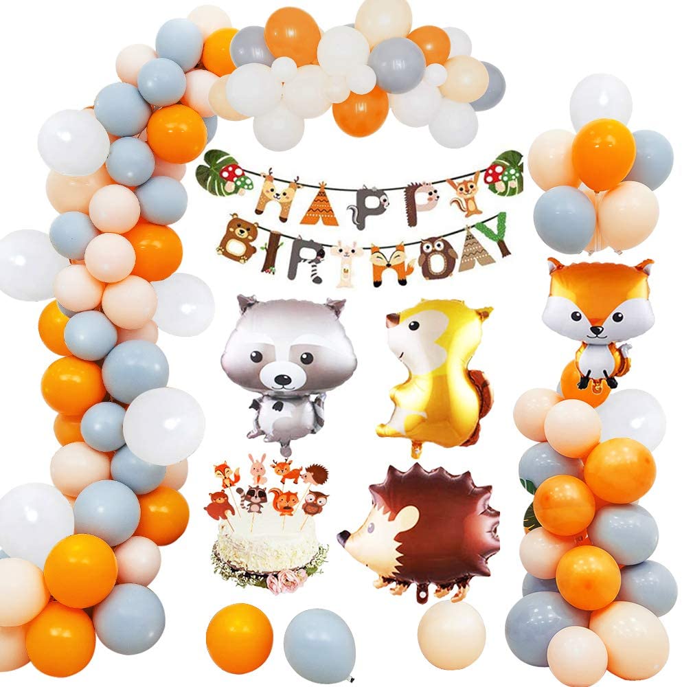 MMTX Animal Birthday Party Decorations, Woodland Happy Birthday Banner ...