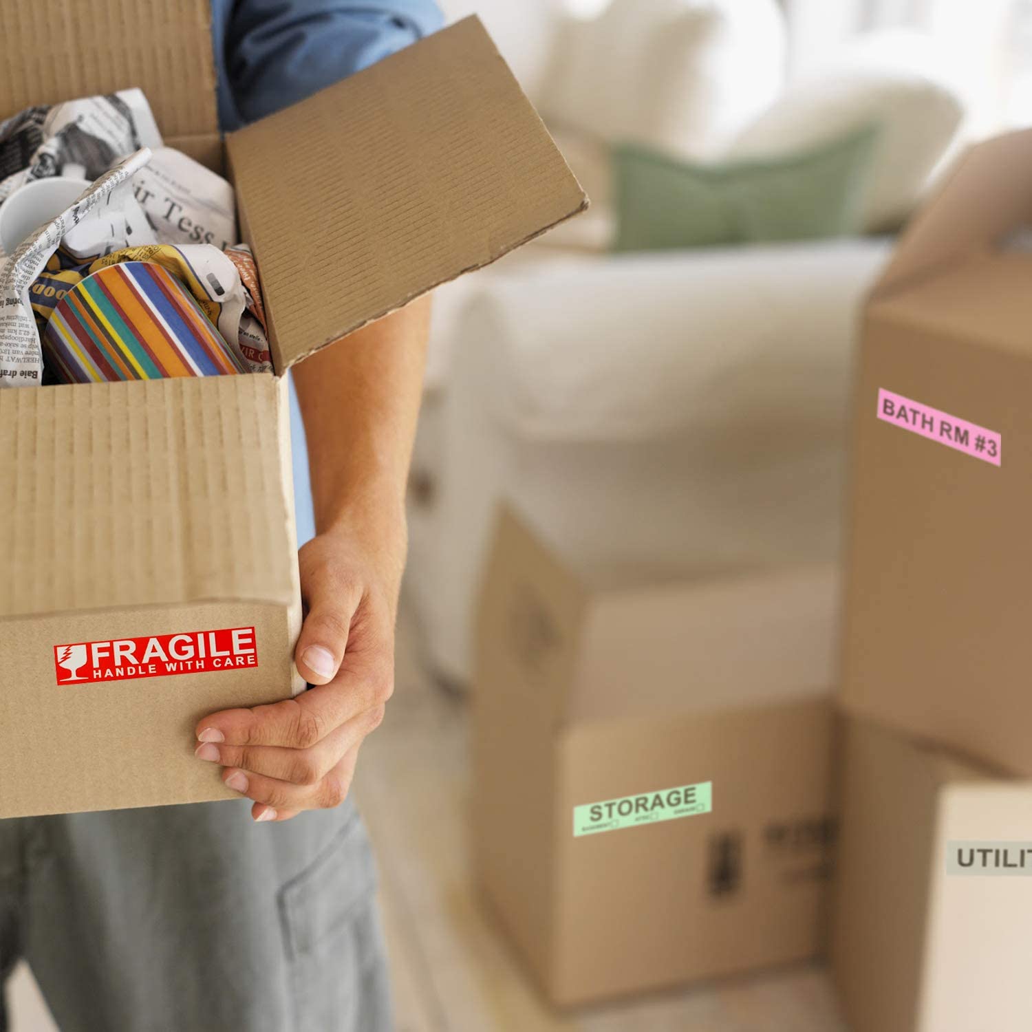 960 Home Moving Labels for 4 Bedroom House, 60 Labels per Roll, 16 ...