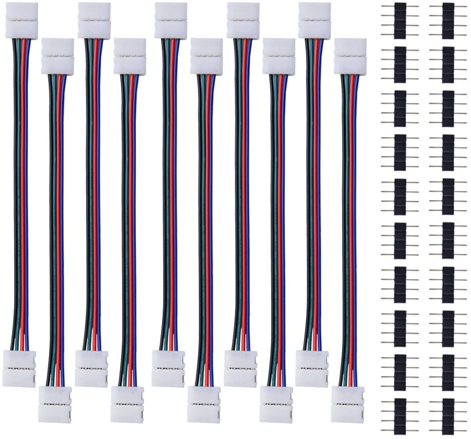 LED 5050 RGB Strip Light Connector 4 Conductor 10 mm with 4 Pin Male ...
