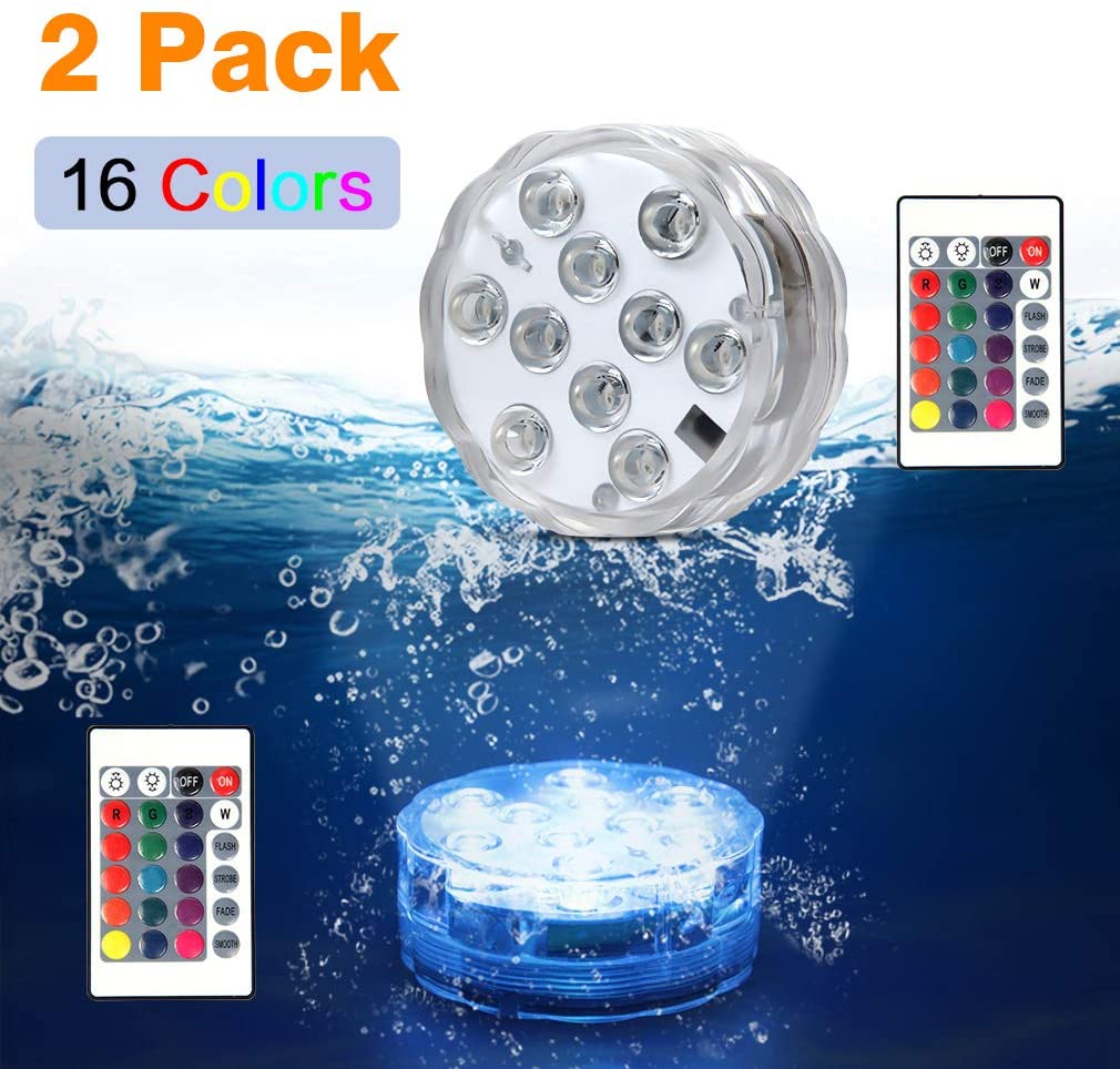 Submersible Lights, Fountain Spa Lamp Underwater Led Lights IR Remote ...