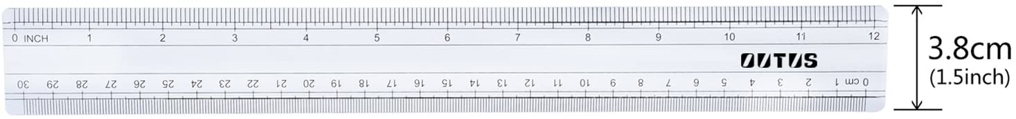 2 Pack Plastic Ruler Straight Ruler Measuring Tool 12 Inches (Clear, 31 ...