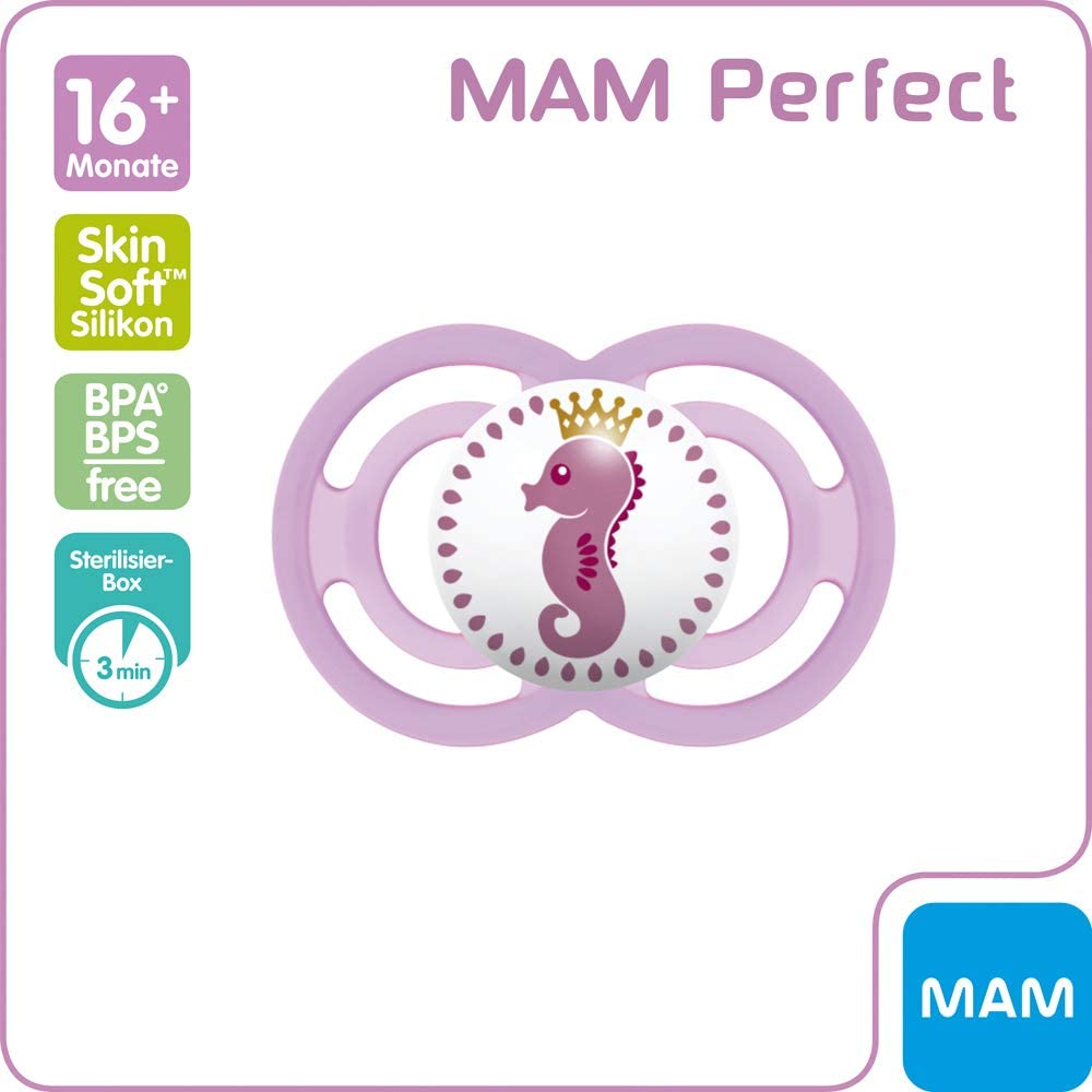 MAM Perfect Silicone Dummy 16+ Girl Mix Set of 3 3 x sterilised ...
