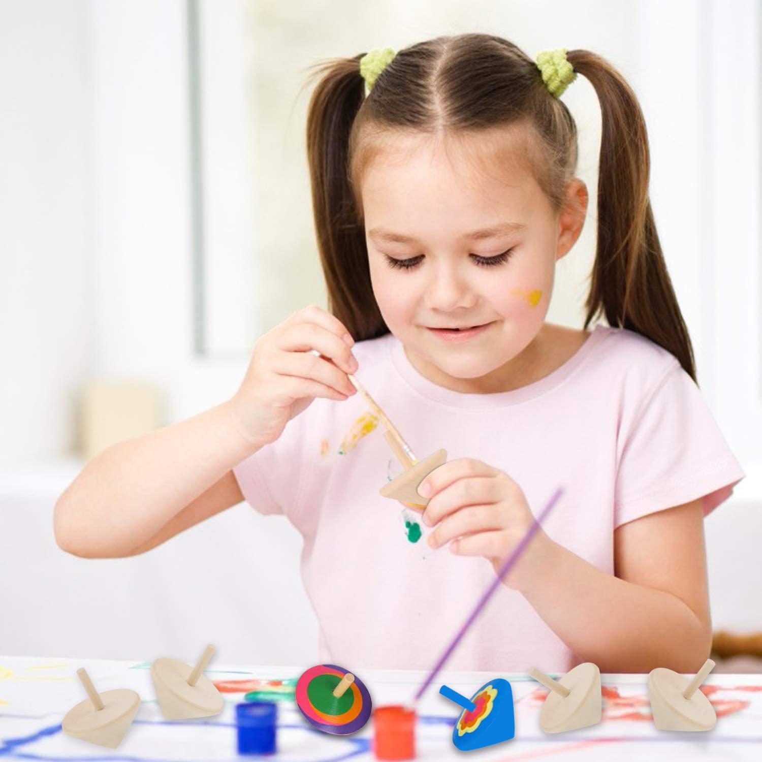 Joyibay 12PCS Kids Spinning Top Creative Wooden Spin Top Spinning Toy ...