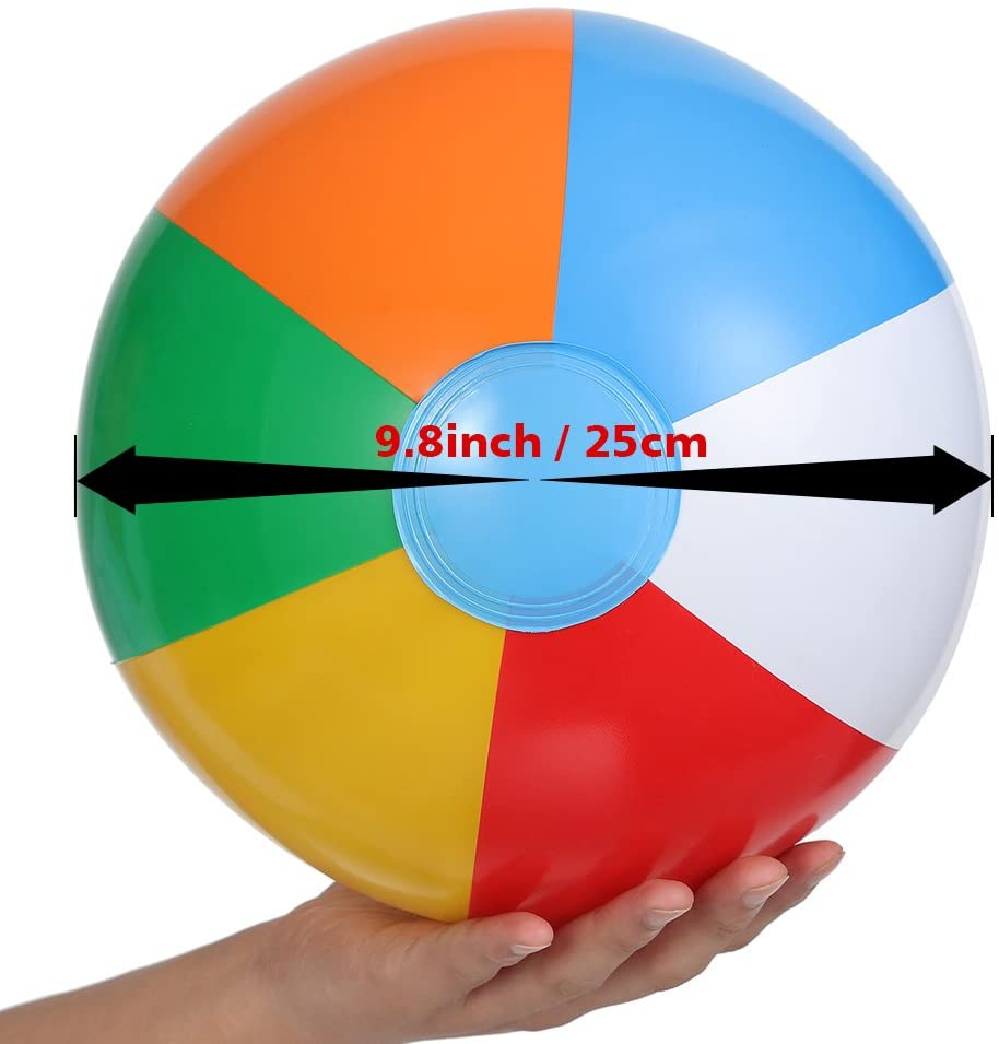 ThinkMax Beach Balls, 10″ Inflatable Rainbow Beach Ball for Summer Pool ...