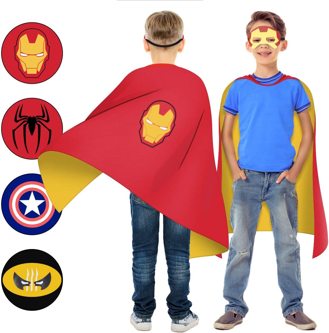 Highttoy Superhero Capes for Kids, 4 Pcs Superhero Dress Up Capes and ...