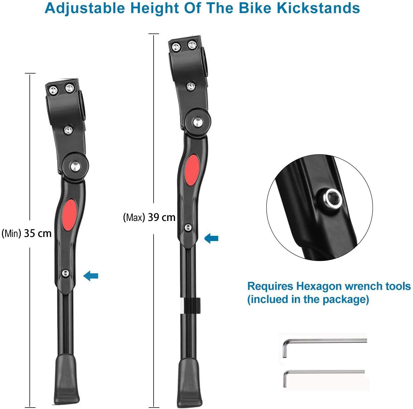HHOOMY Bike Kickstand Aluminum Alloy Adjustable Bicycle Side Kickstand ...