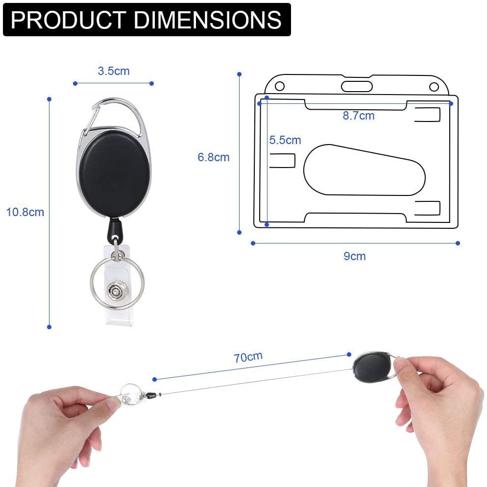 Vicloon ID Card Holder and Retractable Reel Set,Badge Holder with Reel ... Vicloon ID Card Holder and Retractable Reel Set,Badge Holder with Reel ...