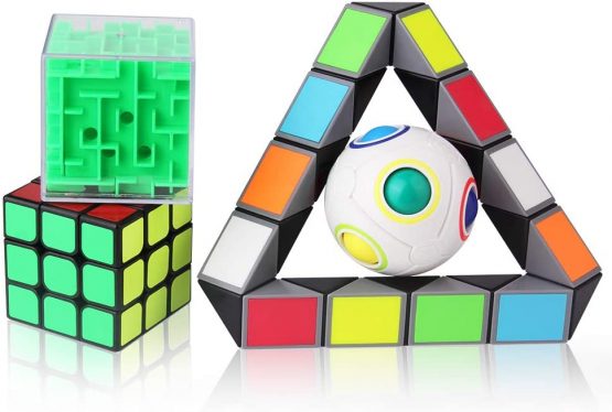 ROXENDA 4 Pack 3-D Puzzles Bundle Brain Teasers Toy Set – 3x3x3 Cube ...