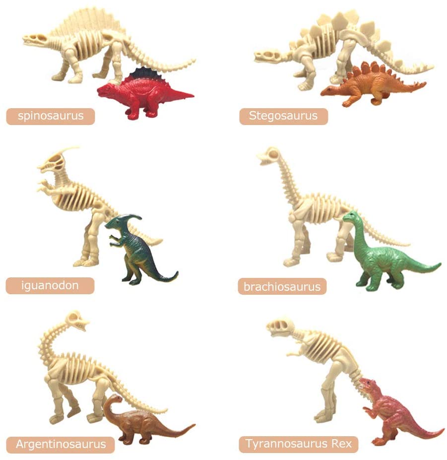 Euclidean Cube Dinosaur Figures,24Pcs Mini Dinosaur Skeleton Set with ...