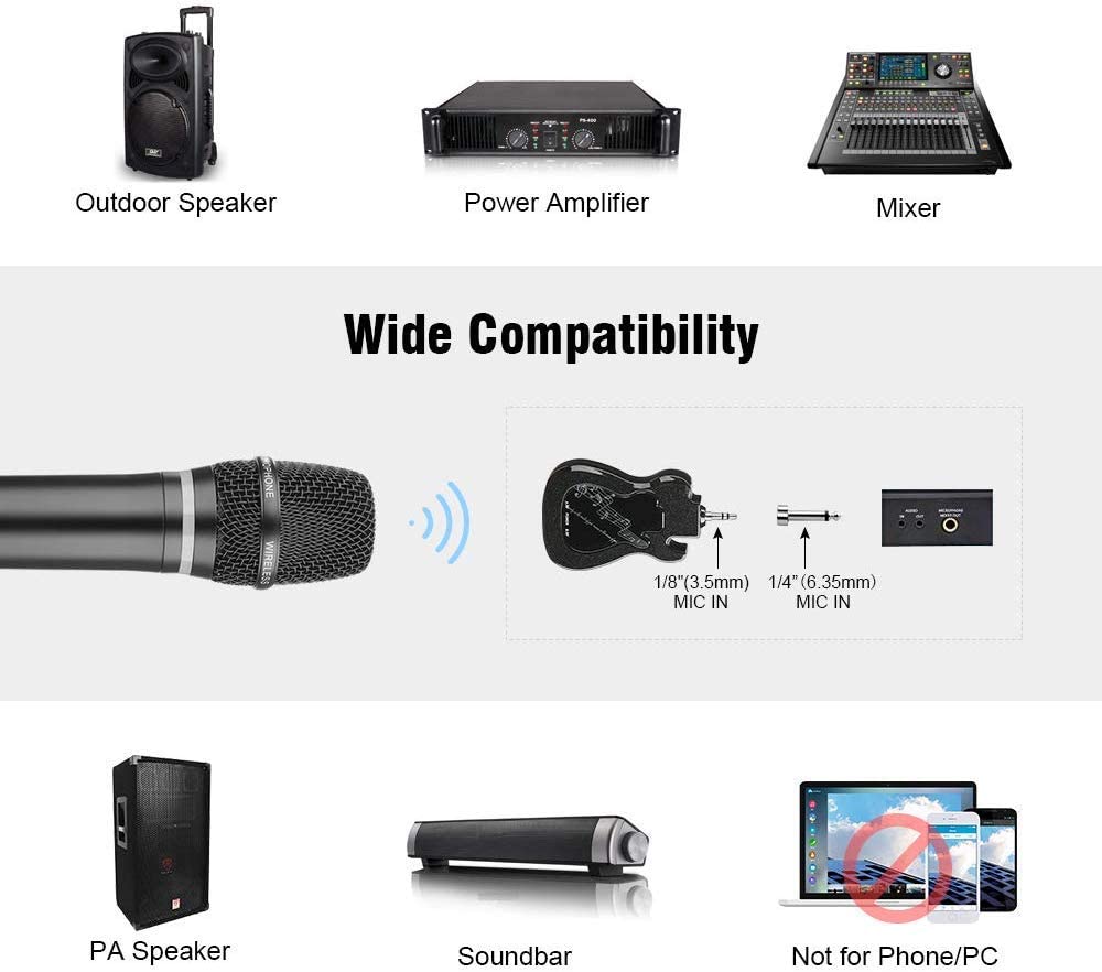 Wireless Microphone Rechargeable, ARCHEER Dual Karaoke Microphone ...