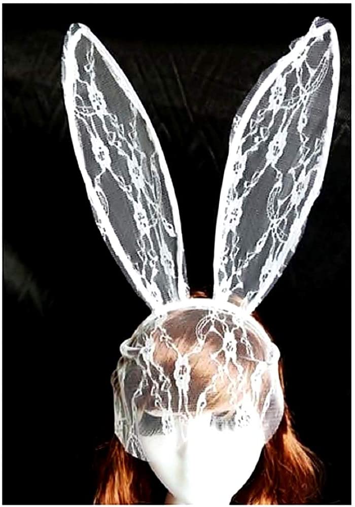 KIRALOVE White – hair band – rabbit ears – with tissue – lace – woman ...