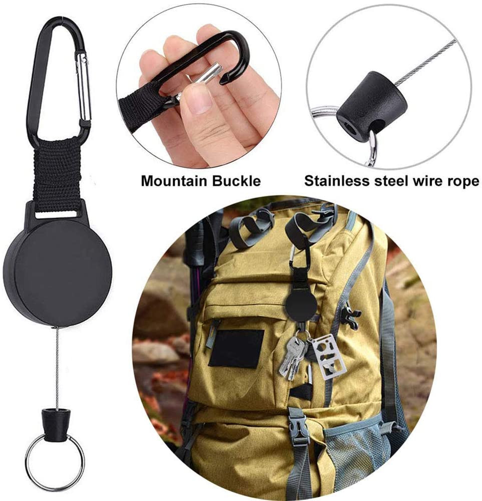 Extendable Key Chain Lanyard Keychain-(4 Pack, Black – Retractable ...