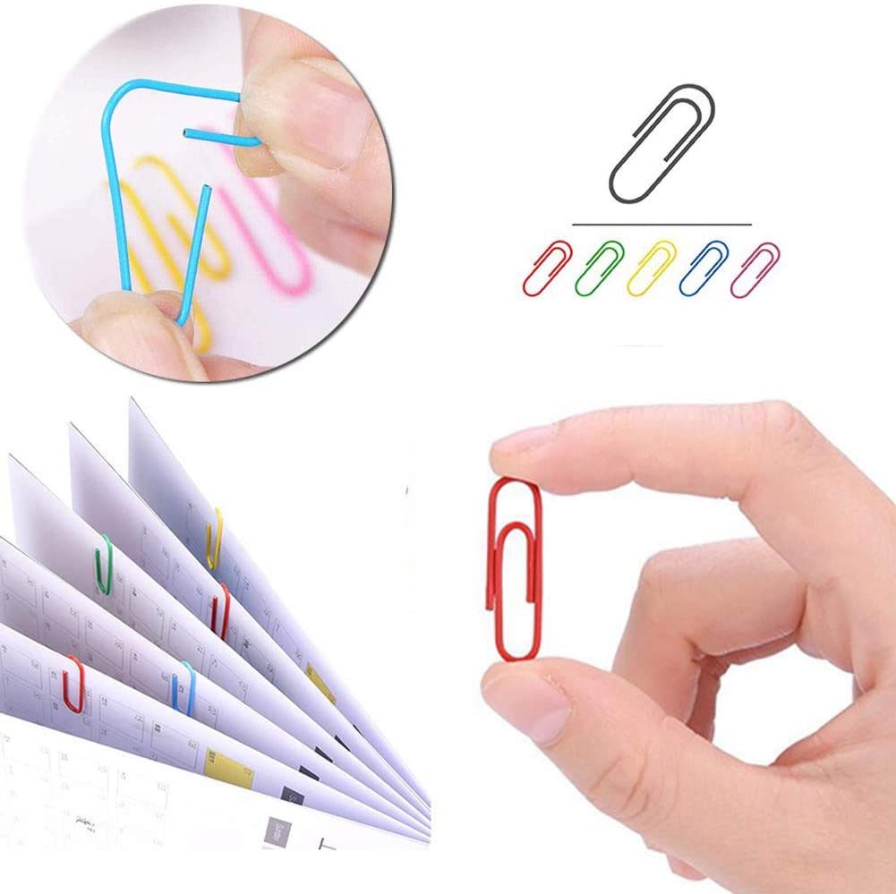 500 Pieces Paper Clips 28mm Paperclips Coloured Metal with Plastic ...