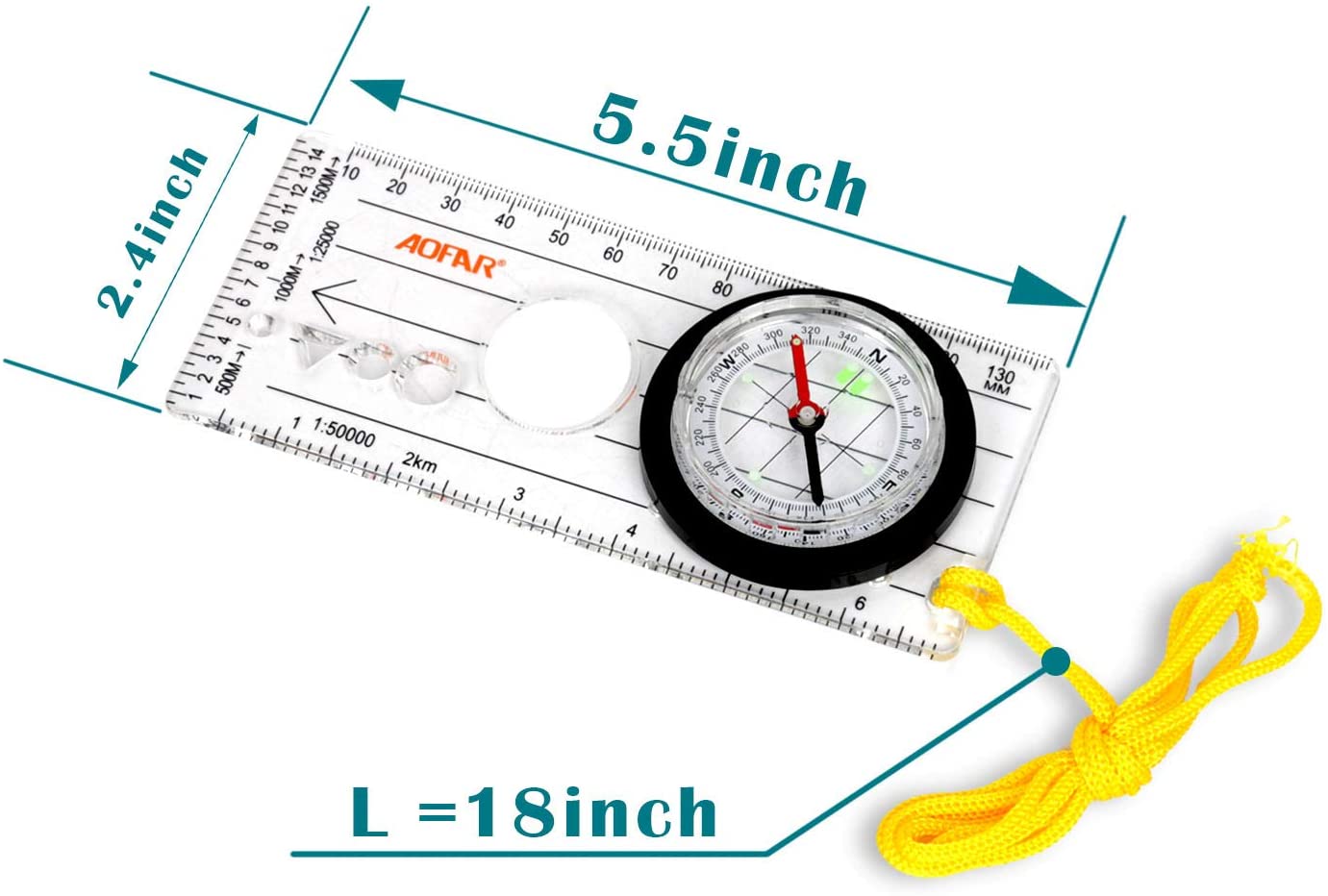 AOFAR AF-5D Map Compass with Raised Base Plate and Swivel Bezel for ...