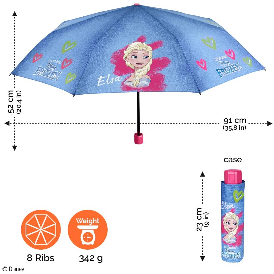Disney Frozen Elsa Folding Umbrella for Little Girls – Mini Compact ...
